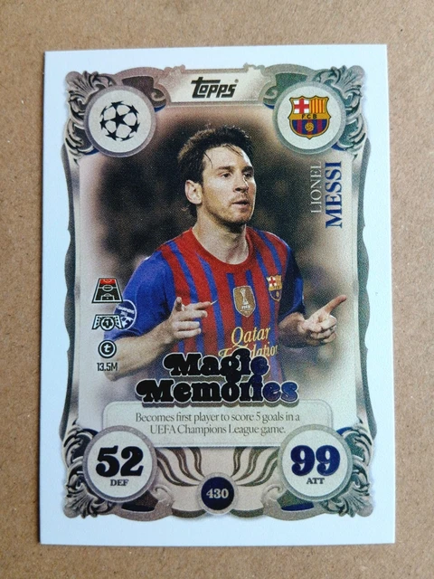 TOPPS MATCH ATTAX 2025/26 2026 Lionel Messi Barcelona Magic Memories Legend Card £2.22 - PicClick UK
