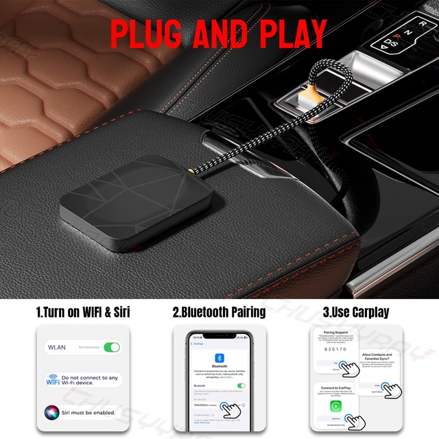 2026 USB WIRELESS CarPlay Adapter Fit iPhone Apple Wireless Dongle Plug ...