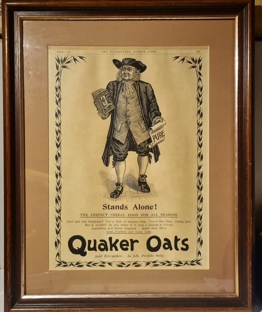 QUAKER OATS ADVERTISING Poster Framed Print Dated 11 March 1896 £50.00 ...