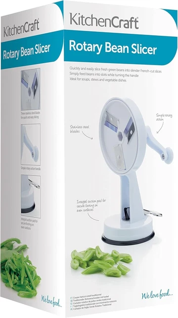 KITCHENCRAFT ROTARY RUNNER Bean Slicer 23cm with Suction Pad - White ...