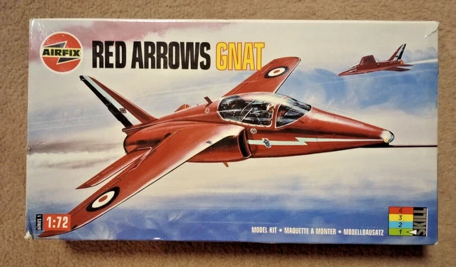 RED ARROWS GNAT - Airfix 1/72 Model Kit - 01036 With Paint Brush & Glue ...