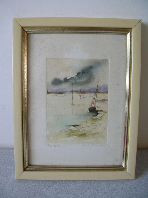AQUARELLE LITHOGRAPHIE ORIGINAL de Michel Calvet n° 60/250 avec ...