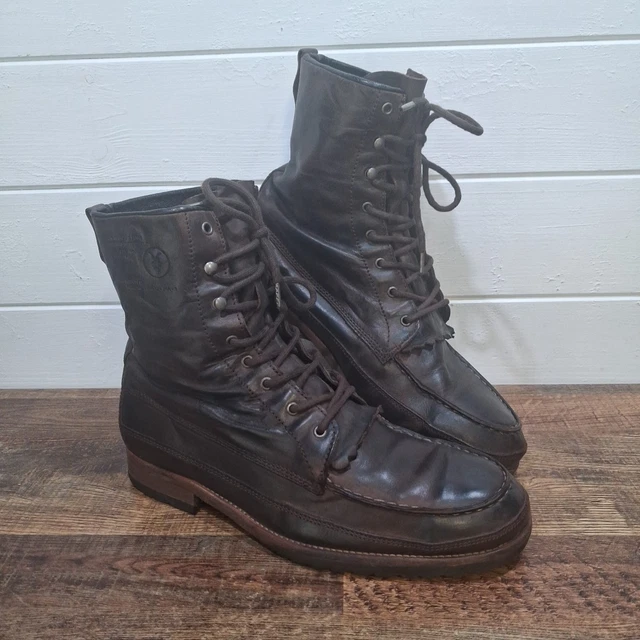 ALLSAINTS SPITALFIELDS - Distressed Brown Leather Combat Boots - UK ...