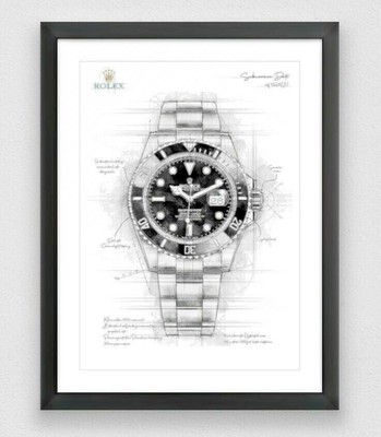 ROLEX SUBMARINER TECHNICAL drawing illustration artwork - 5 Models ...