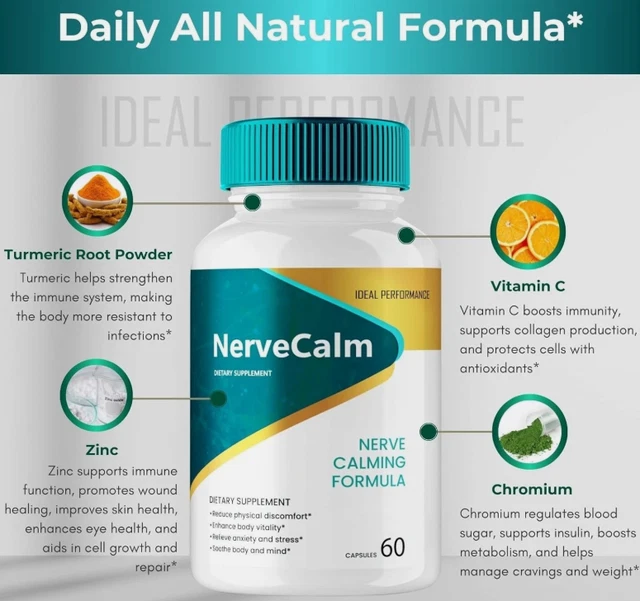 NERVE CALM BLOOD Premium Formula 60 Capsules Circulation Supplement for ...