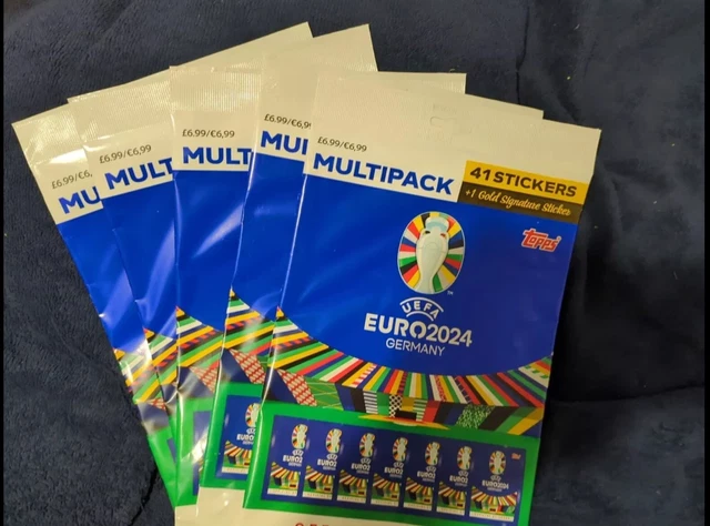 TOPPS UEFA EURO 2024 Official Stickers Collection MultiPack (41 +Gold ...