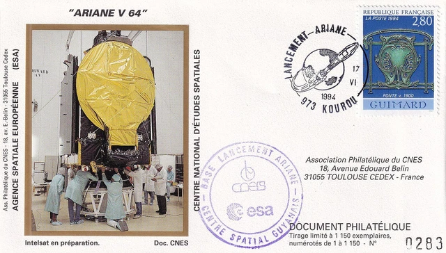 CNES 1994 FUSÉE Ariane V 64 Satellite INTELSAT 702 EUR 5,00 - PicClick FR