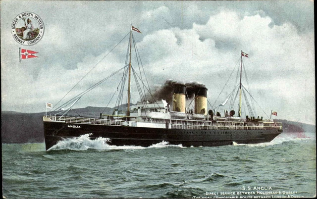 LONDON & NORTH Western Railway Steamer Steamship Ship S.S. Anglia c1910 ...