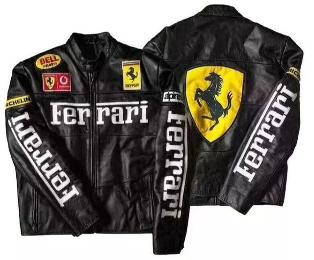 FERRARI RACING LEATHER Jacket Vintage RARE 2004 WORLD CHAMPION Racing ...