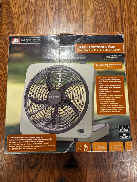 OZARK TRAIL O2 Cool 10in Portable Fan Camping Indoors Outdoors Battery ...