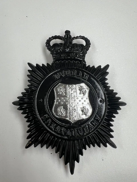 OBSOLETE VINTAGE DURHAM Constabulary Police Badge / Night Helmet Plate ...