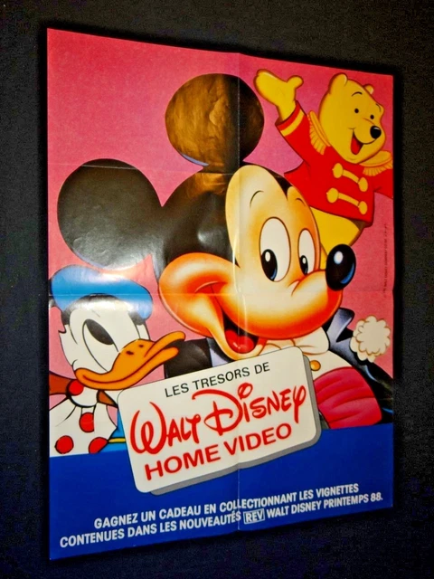 WALT DISNEY MICKEY rare affiche dessin animé animation promo video 1988 ...