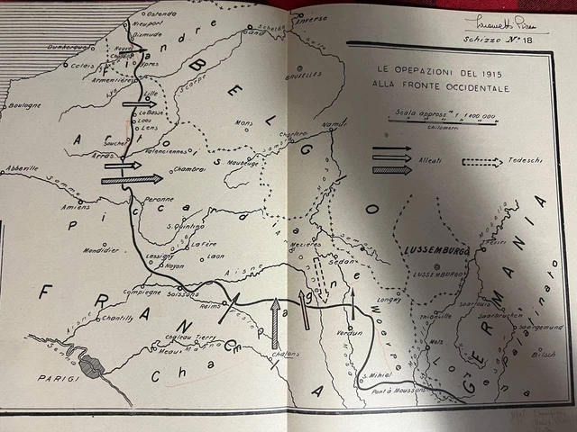 1920’S MAP OF Operations on the Western Front in 1915 WWI Belgium ...