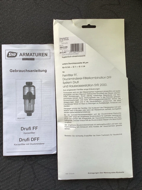 SYR GEWEBEFILTER DFF System Drufi SYR 2000 EUR 30,00 - PicClick DE