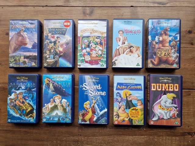 DISNEY FILMS VHS x 10 Blue Cases (inc. Treasure Planet, Dumbo, Brother ...