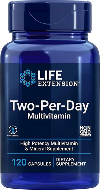 LIFE EXTENSION TWO-PER-DAY Multivitamin 120 Capsules Men/Women Vitamins Minerals £28.99 ...