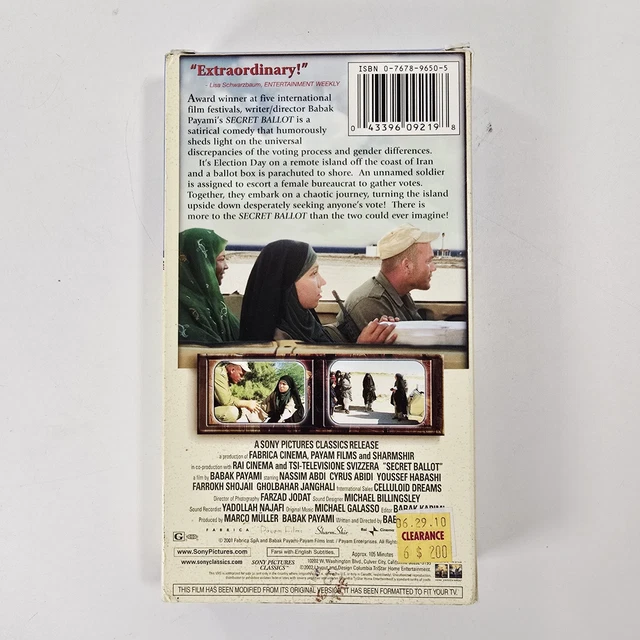 SECRET BALLOT (VHS, 2002) Farsi Language Comedy, English Subtitles ...