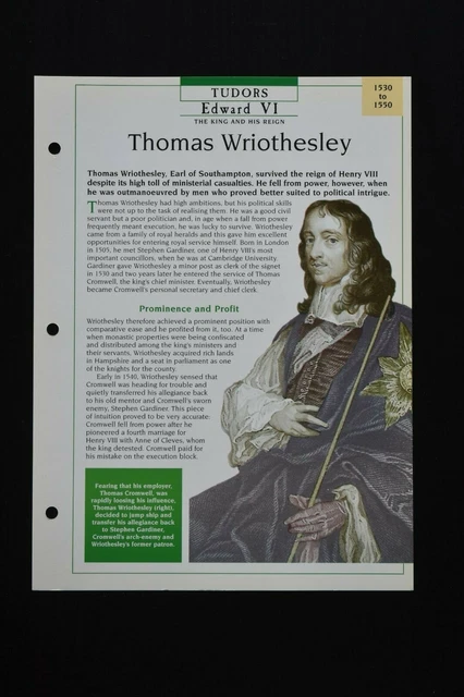 KINGS & QUEENS Maxi Card Thomas Wriothesley - Edward VI - Tudors EUR 6 ...