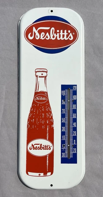 1960’S NESBITT’S SODA Pop Tin Litho Thermometer Made In U.S.A ...