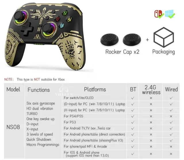 BLUETOOTH CONTROLLER ELITE Pro OLED for Windows PC Switch Android Game ...