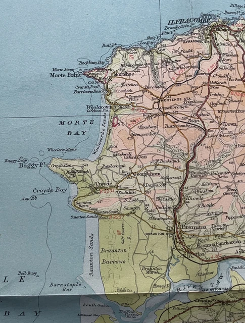 BARTHOLOMEWS EXMOOR MAP vintage 1950s half inch contoured sheet 3 DEVON ...