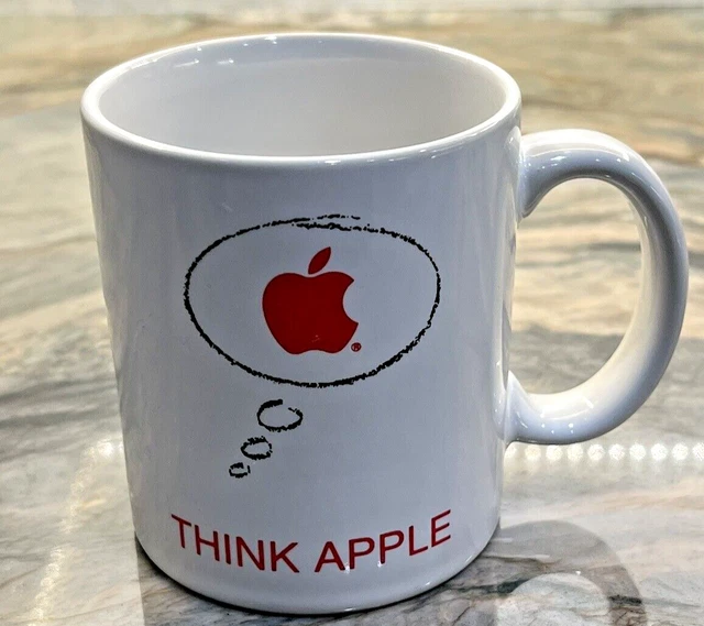 VINTAGE &THINK APPLE& Apple Logo Computer Mug 1980's Rare $142.30 ...