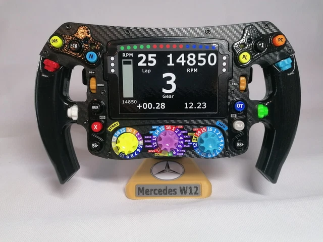 LEWIS HAMILTON_FULL SIZE replica W12 Mercedes F1 steering wheel £260.00 ...