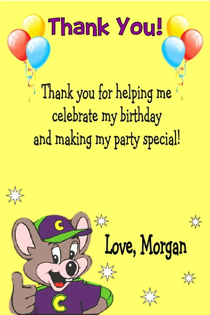 Chuck E Cheese Thank You Note Chuck E. Cheese Unveils New Birthday