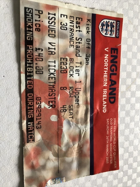 ENGLAND V NORTHERN Ireland World Cup Qualifier 26th Mar 2005….Match ...