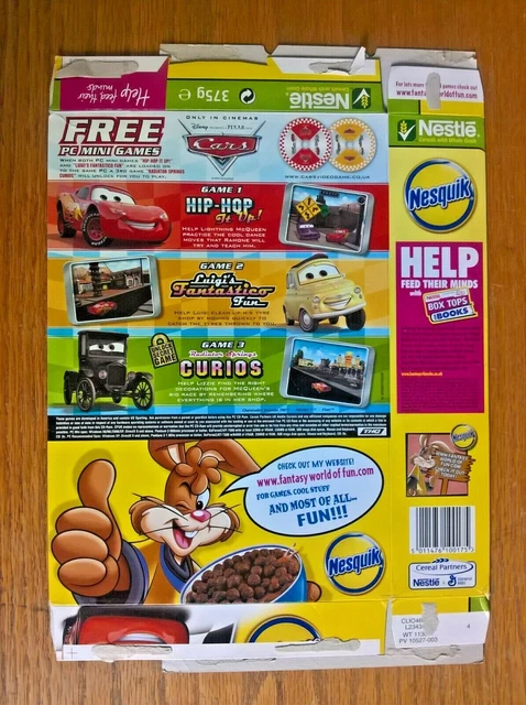 NESTLE NESQUIK COMPLETE empty cereal box packet: Disney Pixar Cars EUR ...