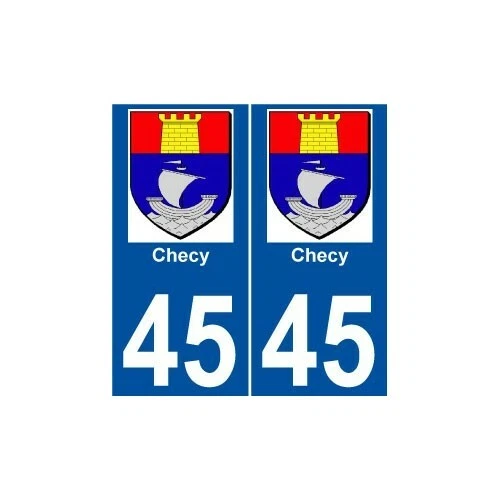45 CHECY VILLE blason autocollant plaque - Angles : droits EUR 3,99 ...