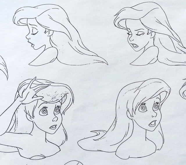 THE LITTLE MERMAID ARIEL Model Sheet 1989 DISNEY ANIMATION Photocopy 3 ...