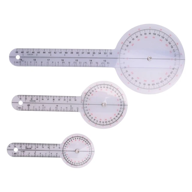 3-PIECE GONIOMETER 6/8/12 Inch Occupational Therapy Protractor Tool2534 ...