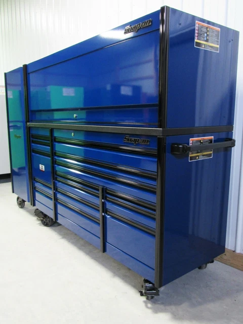 SNAP ON MIDNIGHT Blue 84" Epiq Tool Box, Armor Edge Top, Hutch & Side ...