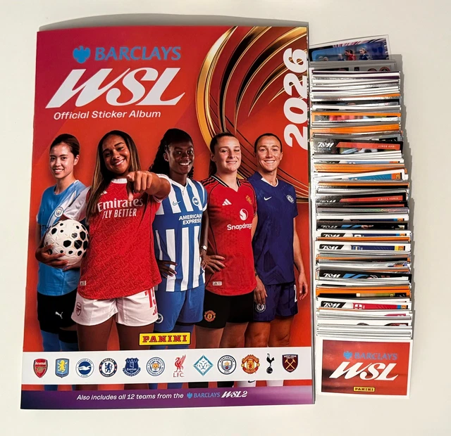 PANINI WSL WOMENS Super League 2026 Full Set Loose Football Stickers ...