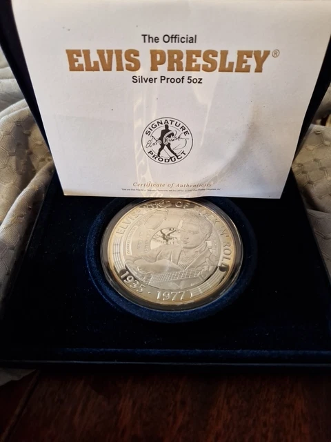 ELVIS PRESLEY &THE King" Gibraltar 2007 Silver 5oz Coin Huge Boxed Coin ...