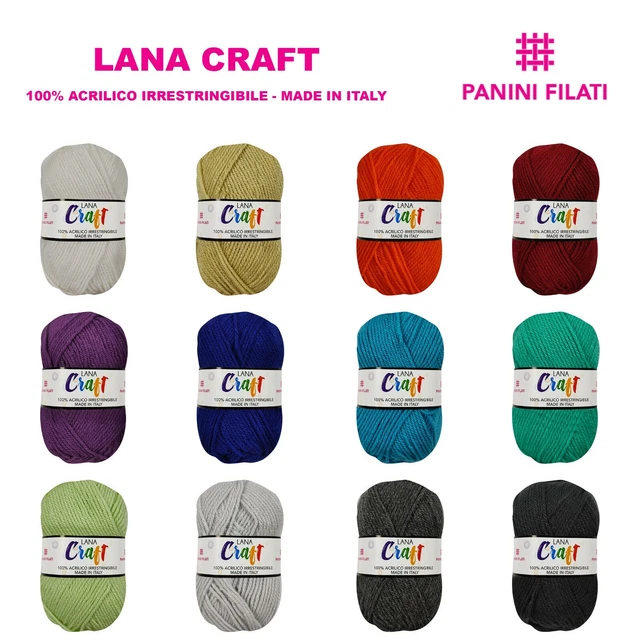 GOMITOLO FILATI LANA CRAFT ferri maglia 50gr 133mt filo irrestringibile ...