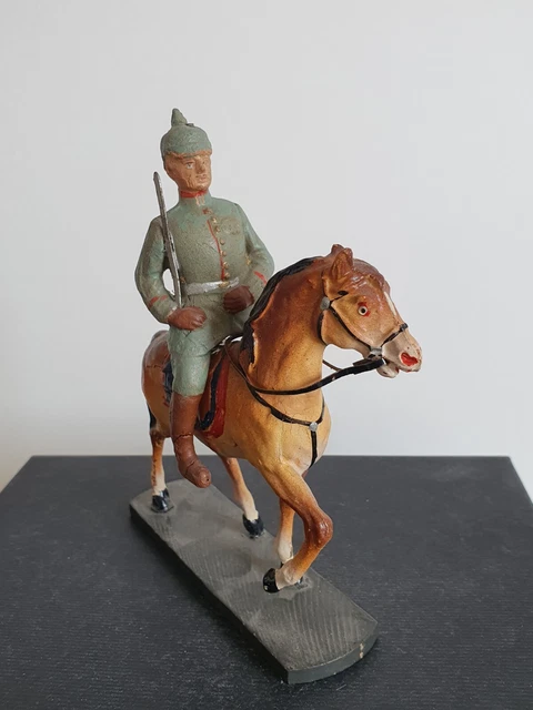 ELASTOLIN LINEOL HAUPTMANN zu Pferd Pickelhaube Preußen Militär I WK Masse 10 cm EUR 119,99 ...