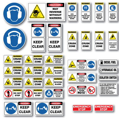 WOOD CHIPPER RISK assessment site approved safety stickers full kit 36 ...