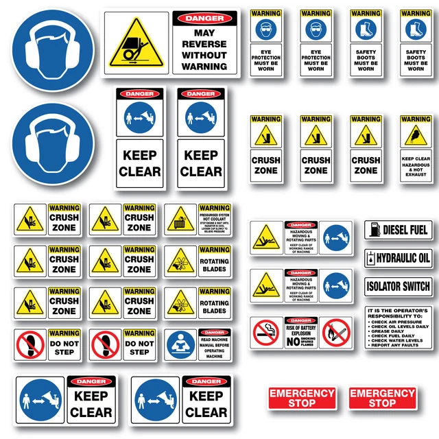 WOOD CHIPPER RISK assessment site approved safety stickers full kit 36 ...