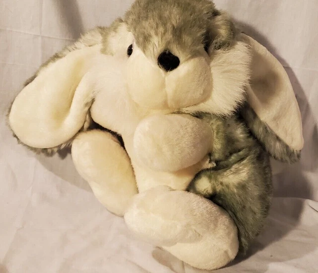 VINTAGE BUNNY RABBIT Plush GREEN White Floppy Lop Eared 12” $21.99 ...