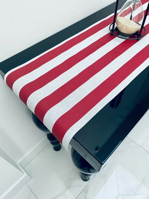 CHEMIN DE TABLE en téflon rayé rouge et blanc pour événements de ...