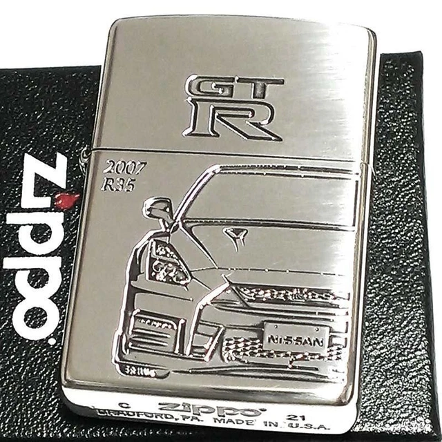 ZIPPO NISSAN SKYLINE GT-R R35 NISMO Both Sides Etching Oxidized Silver ...