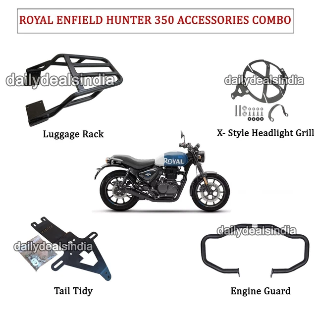 FIT FOR ROYAL Enfield HUNTER 350 Rack, Headlight Grill, Tail Tidy ...