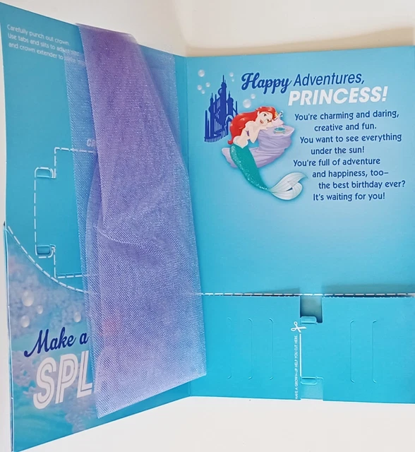 THE LITTLE MERMAID Disney Princess Ariel Happy Birthday Greeting Card ...