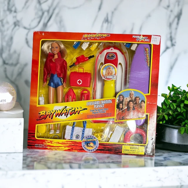 BAYWATCH BARBIE PLAYSET Vtg CJ Parker Pam Anderson Doll Lifeguard ...