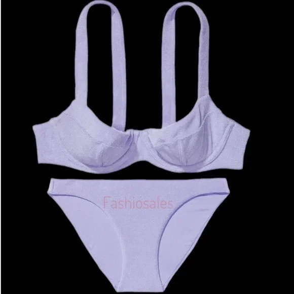 VICTORIAS SECRET SWIM Set Push Up Terry Bikini Top 36D & Bottom Medium ...