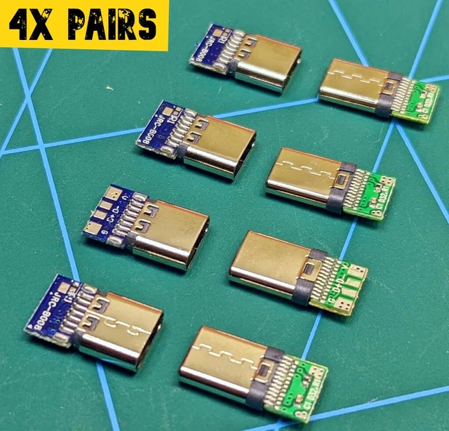 DIY 24PIN USB Type-C Male/14p Female Socket Adapter Plug Connector ...