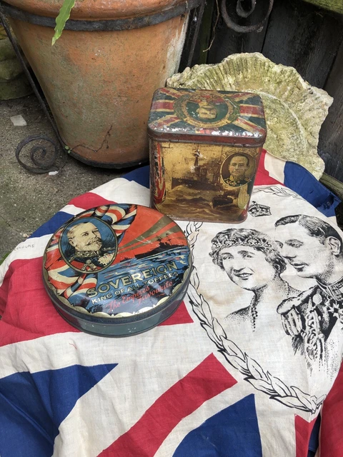 VINTAGE VICTORY V & Sovereign tin + George VI coronation flag WW1 ...