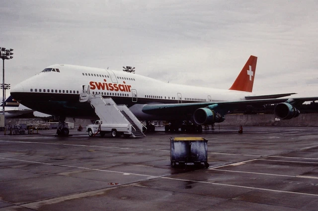 ORIGINAL 35MM COLOUR slide of Swissair Boeing 747-357 HB-IGE at Everett ...